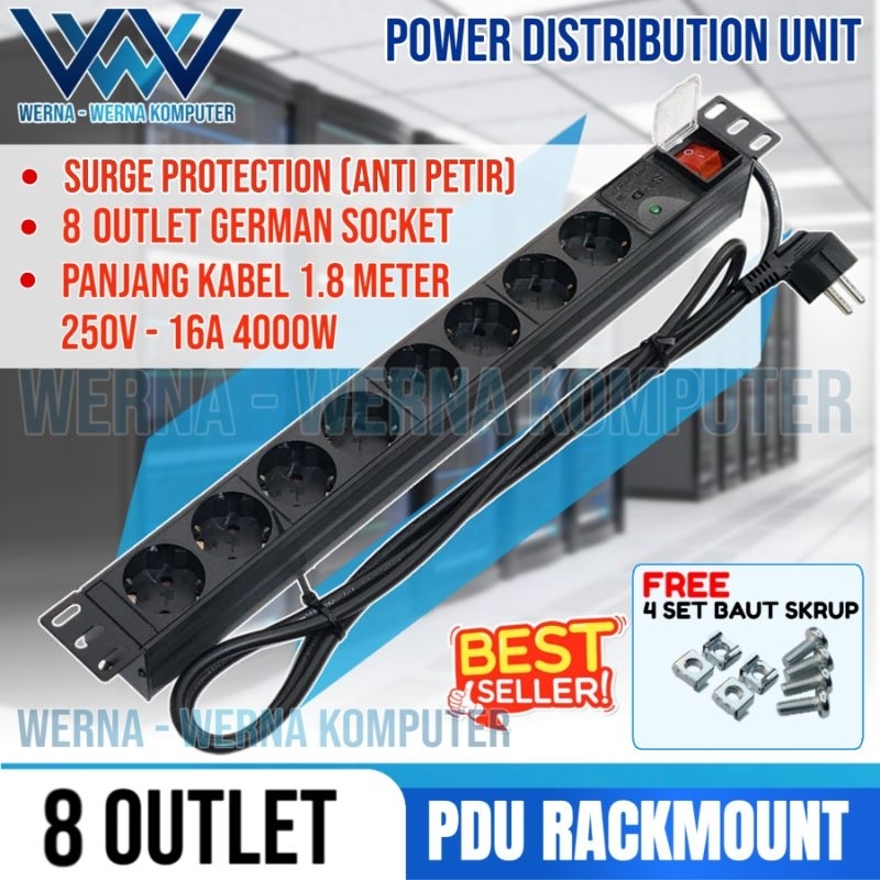 Jual Power Distribution Unit PDU Rackmount Server 8 Outlet 16A 4000W German Standard Socket Anti ...