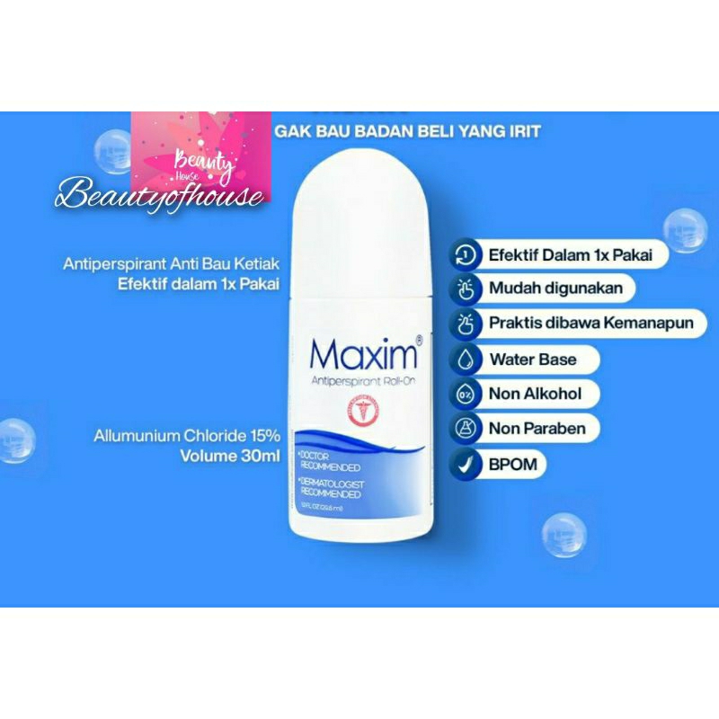 Jual Maxim Antiperspirant Roll On 15% 30ml Deodoran Perawatan Ketiak ...