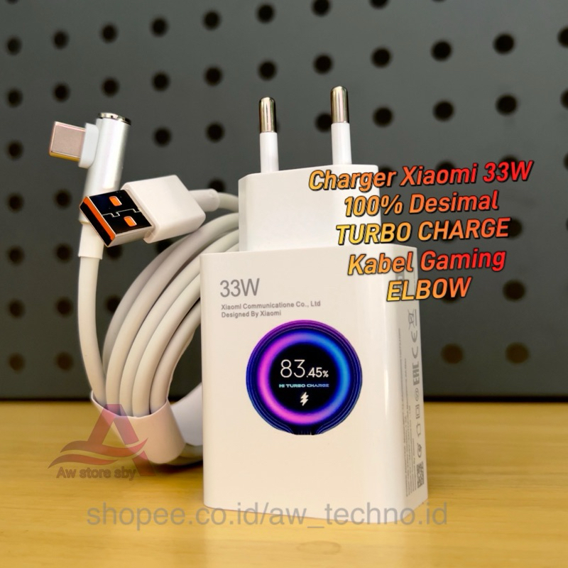 Jual 33W Charger Xiaomi Type C TURBO Charge Kabel Gaming Elbow Poco X2 ...