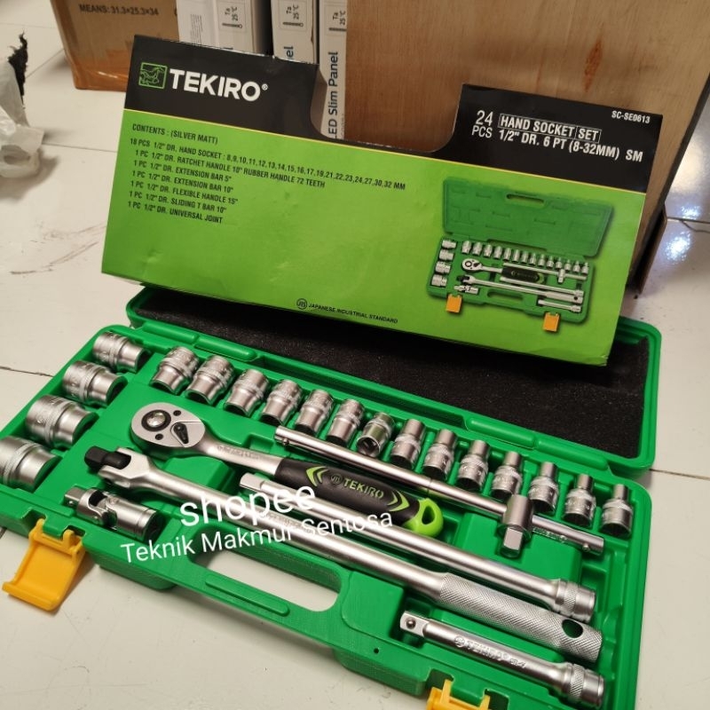 Jual Kunci Sock Set 24pcs Tekiro 1/2" 6pt Hand Socket Sok 8 - 32mm 1/2 Inch | Shopee Indonesia
