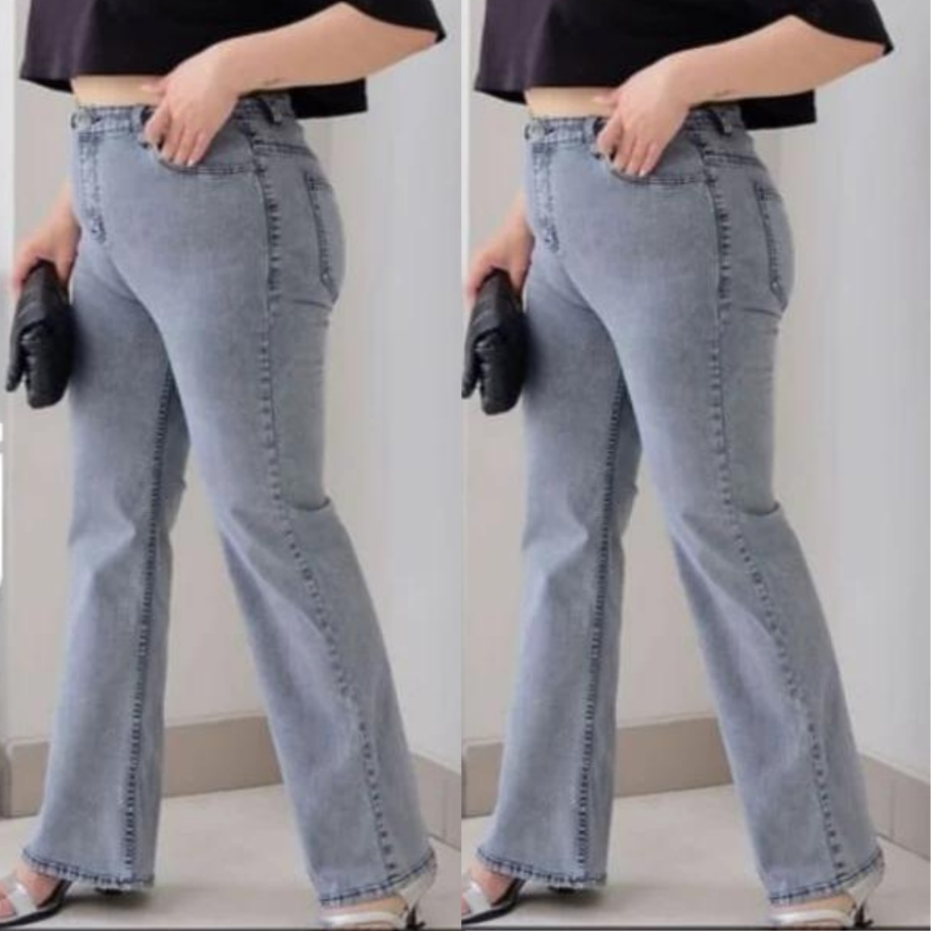 Jual Celana Jeans Cutbray High Waist Wanita Jumbo Big Over Size Terbaru | Shopee Indonesia