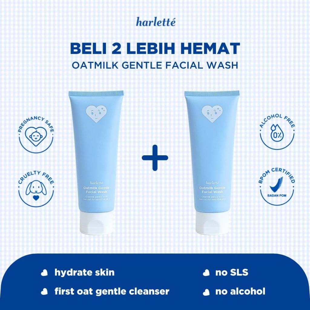 Jual [BELI 2 LEBIH HEMAT] Harlette Oatmilk Gentle Facial Wash ...