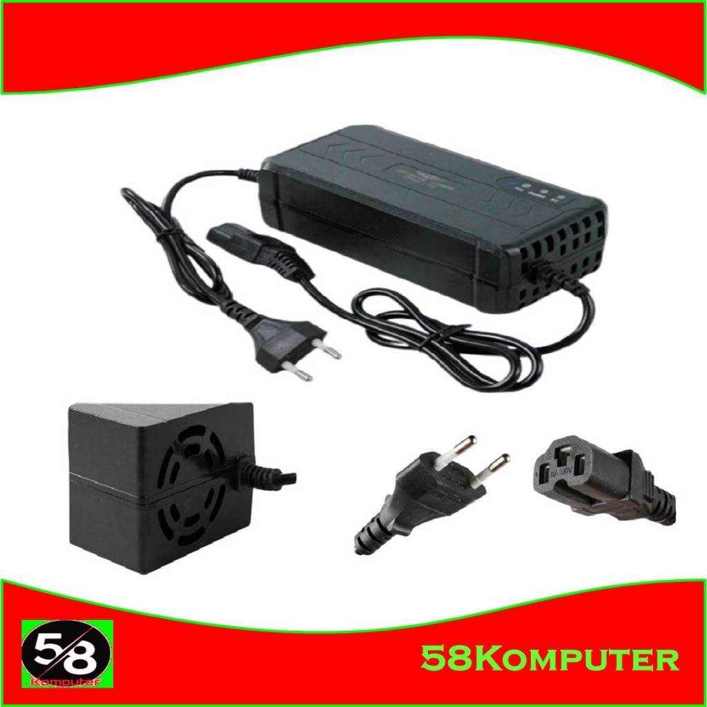 Jual Charger Aki Sepeda Listrik Lead-Acid Battery 48V 12AH / 20AH Adaptor Charger Skuter Sepeda ...