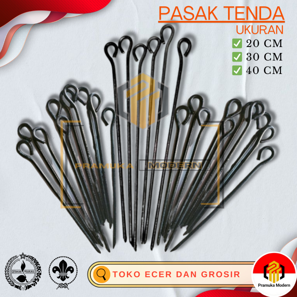 Jual Pasak tenda pramuka 20cm 30cm 40cm patok tenda besi sudah di cat ...