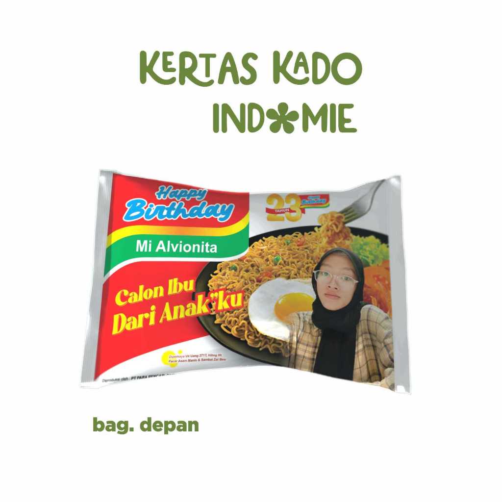 Jual KERTAS KADO CUSTOM INDOMIE SELERAKU DEPAN BELAKANG | Shopee Indonesia