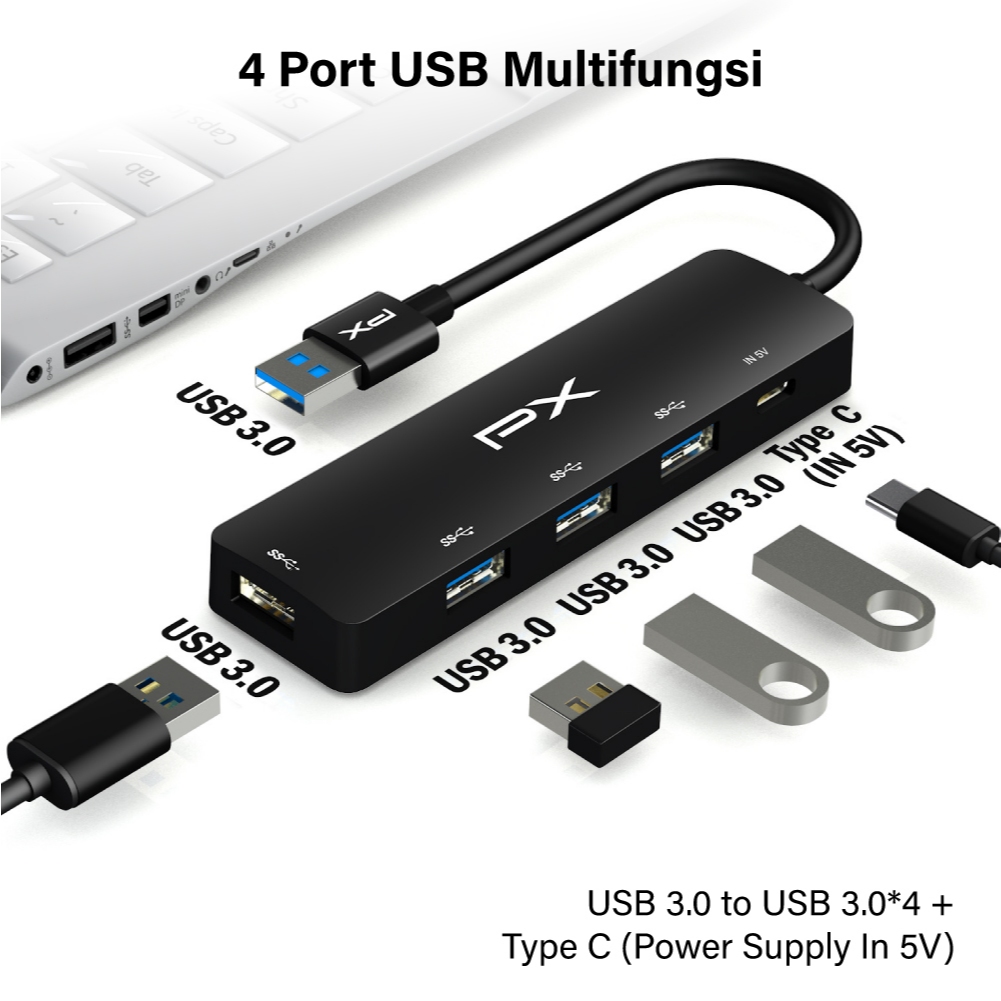 Jual USB Hub Converter USB 3.0 Connector Adaptor Laptop 5 in 1 PX ...