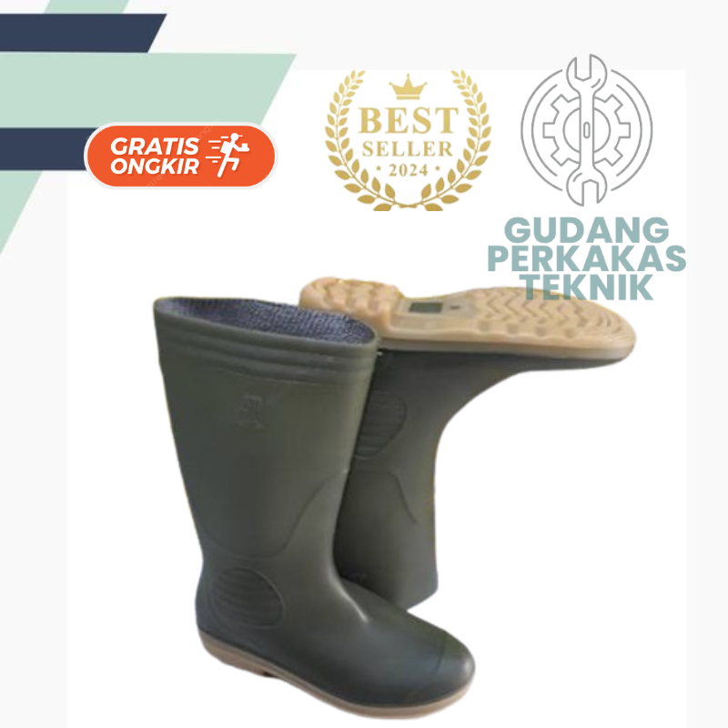 Jual SEPATU BOT BOOT PVC KARET HIJAU EXCELLENT UKURAN 39 40 41 42 43 ...