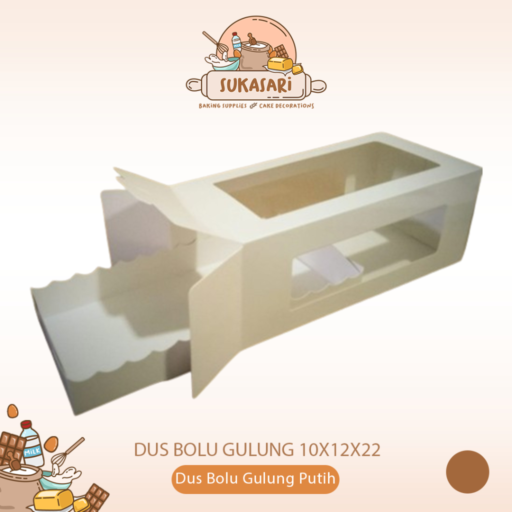 Jual Dus Bolu Gulung Putih 12x10x22 cm kemasan box kue roll cake ...