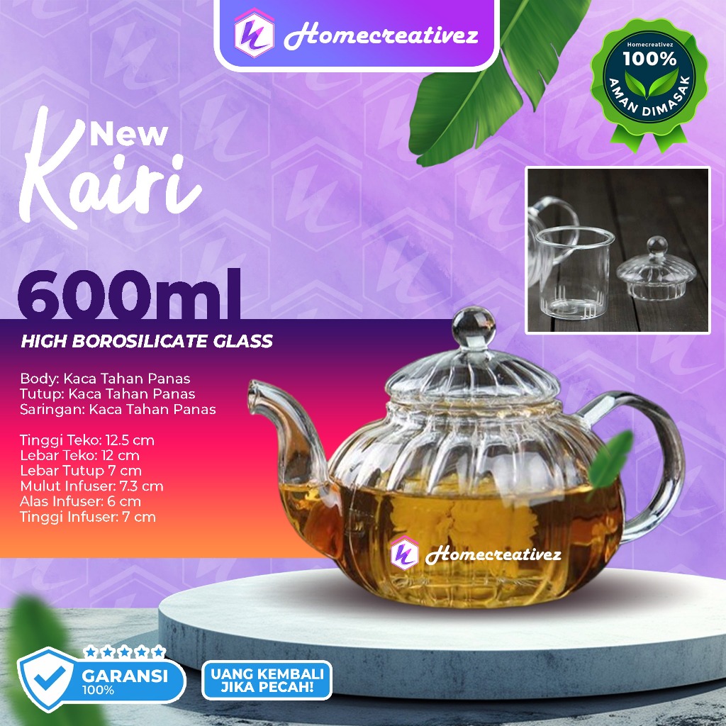 Jual [GARANSI] Teko Unik Corong Kaca Infuser Pitcher Borosilikat Tahan ...
