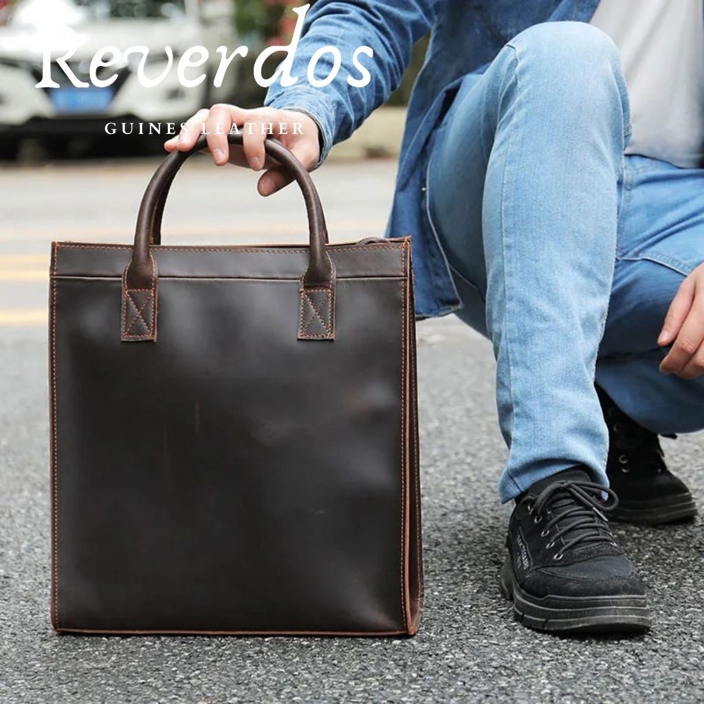 Jual Tas Tangan Pria Gaya Retro Kulit Asli - Tas Bahu A4 Tote Kerja ...