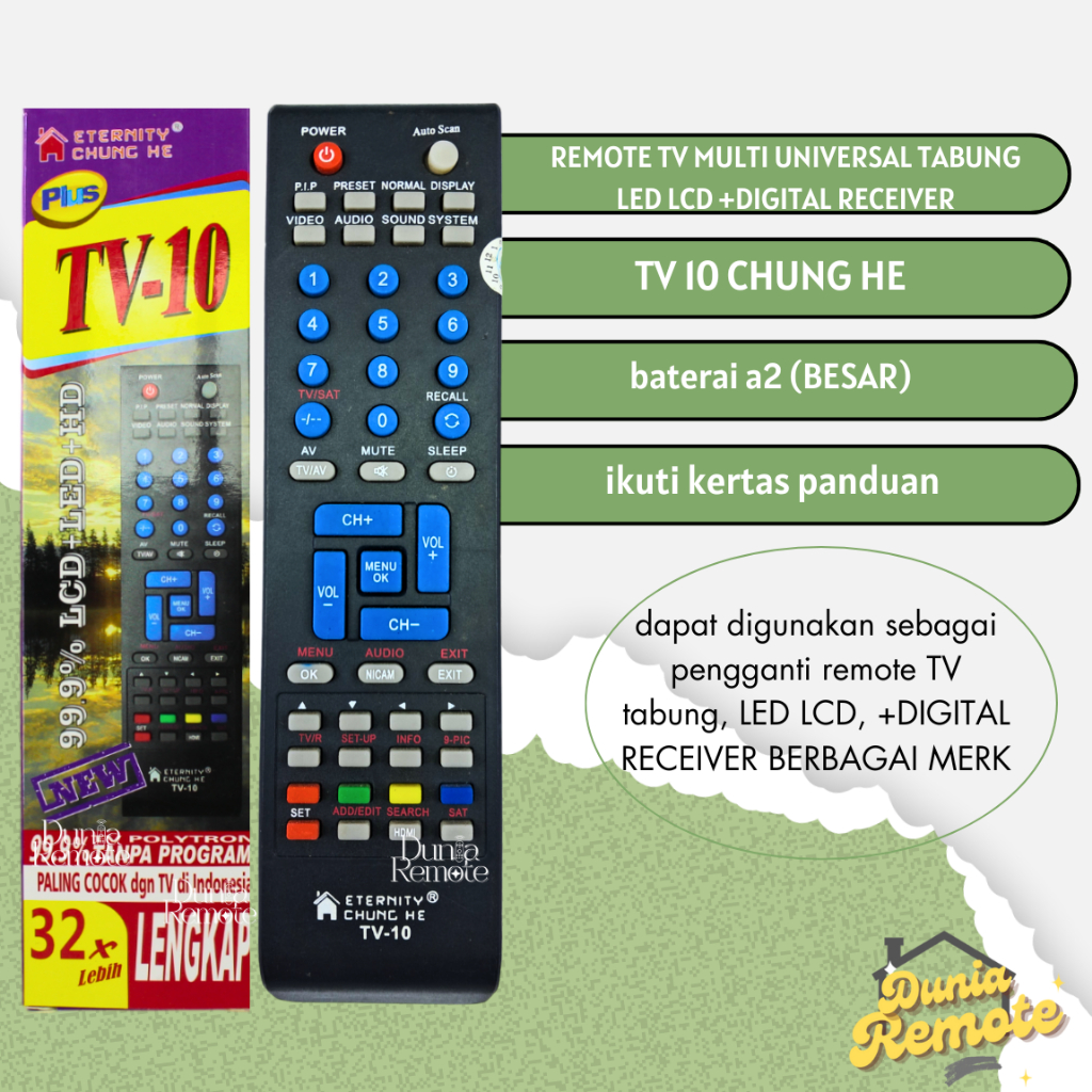Jual Remot Remote TV MULTI UNIVERSAL Tabung Lcd Led +digital receiver Parabola Universal TV 10 ...