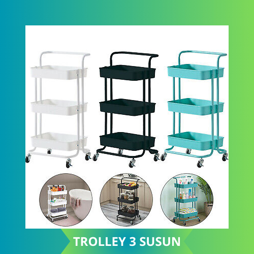 Jual TROLI SALON / UTILITY CART ROLLING 3 TIER SERVICE TROLLEY /RAK ...