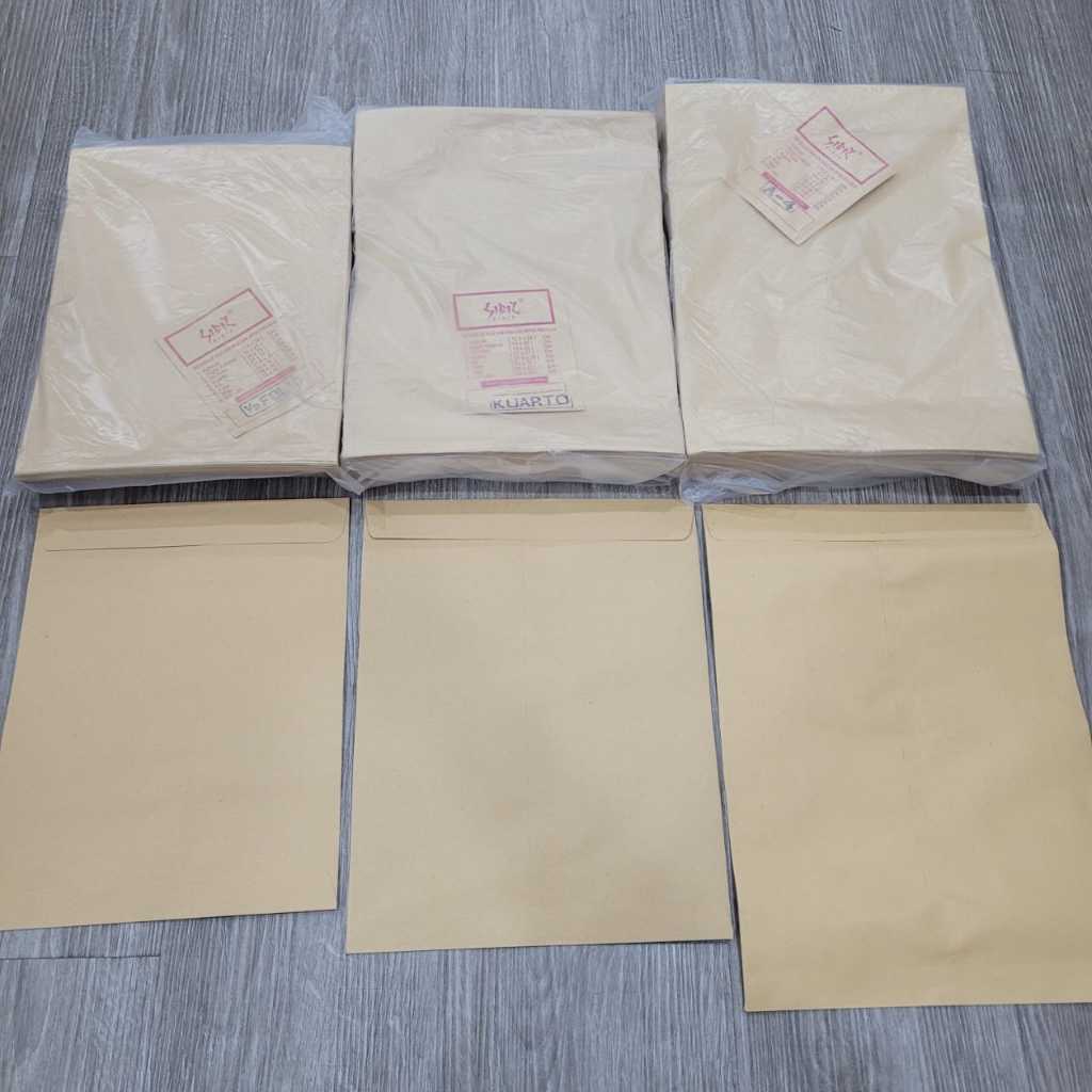 Jual Amplop Coklat 1 Pak Isi 100 Ukuran 1/2 Folio, Kwarto, A4 & F4 / Folio Merek Zibiz | Shopee ...
