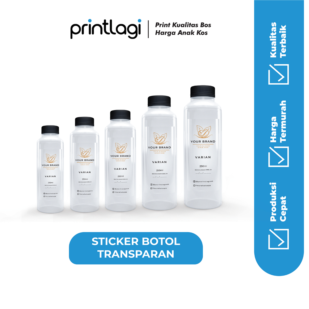 Jual Cetak Stiker Transparan / Stiker Kemasan Botol / Stiker Kotak Die ...