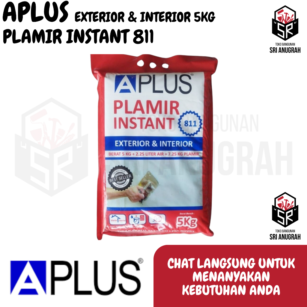 Jual APLUS Plamir Instant Exterior Interior 811 Dempul Dinding Putih ...