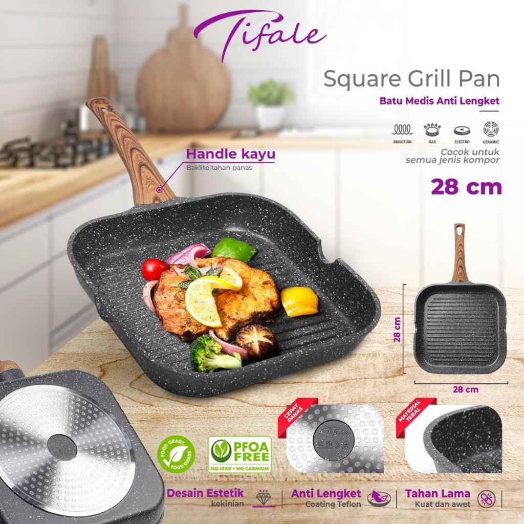 Jual Tifale Frypan Grillpan 28CM Black Granite Granit Hitam Putih Anti Lengket Peralatan Masak ...