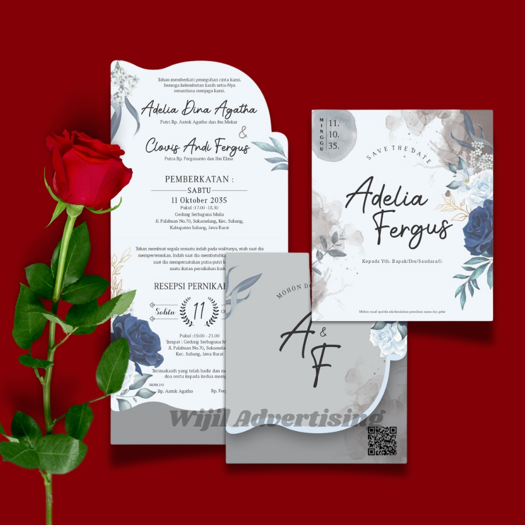 Jual Undangan Pernikahan Elegan Simple Lipat 3 Semi AMplop Tebal Free ...