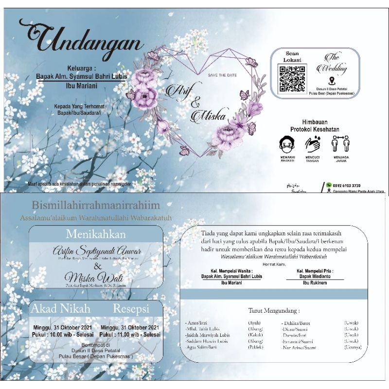 Jual Undangan 1 Lembar Depan Belakang | Shopee Indonesia