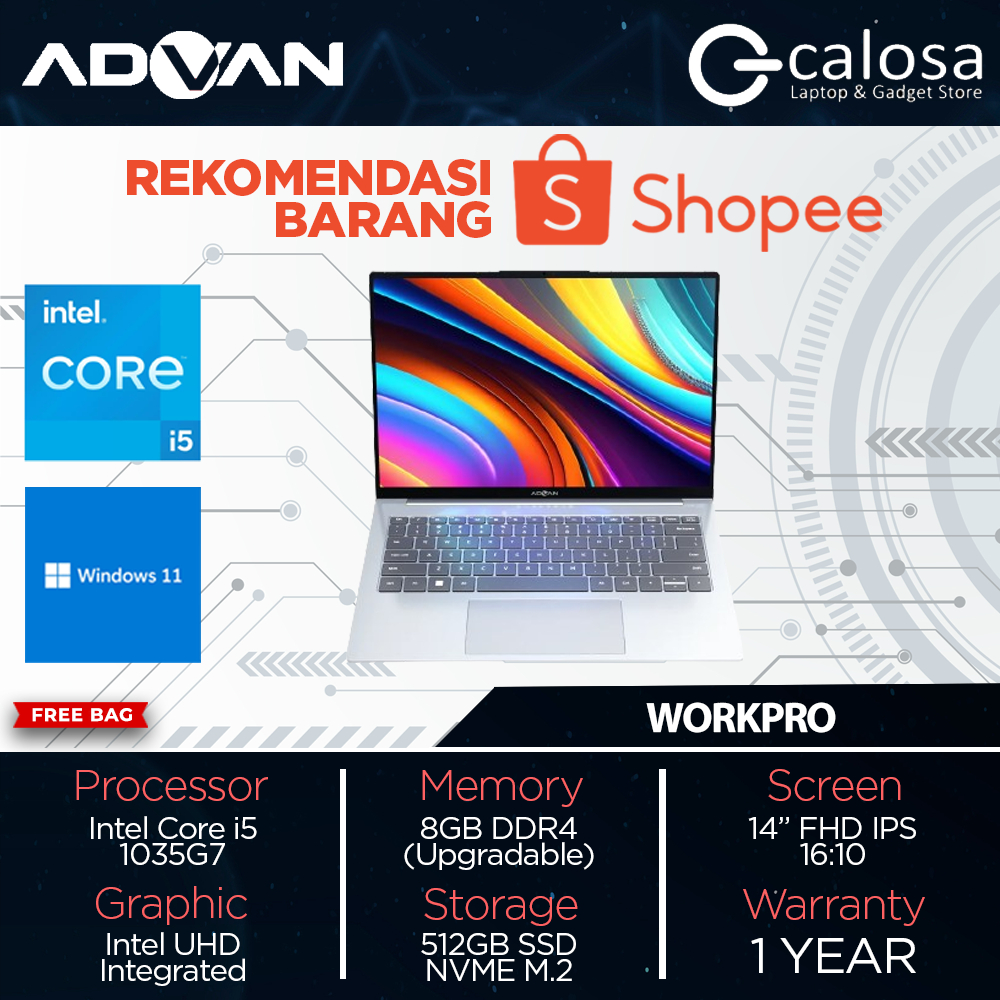 Jual Laptop ADVAN Workpro Work Pro Intel Core I5 1035G7 14'' FHD IPS ...