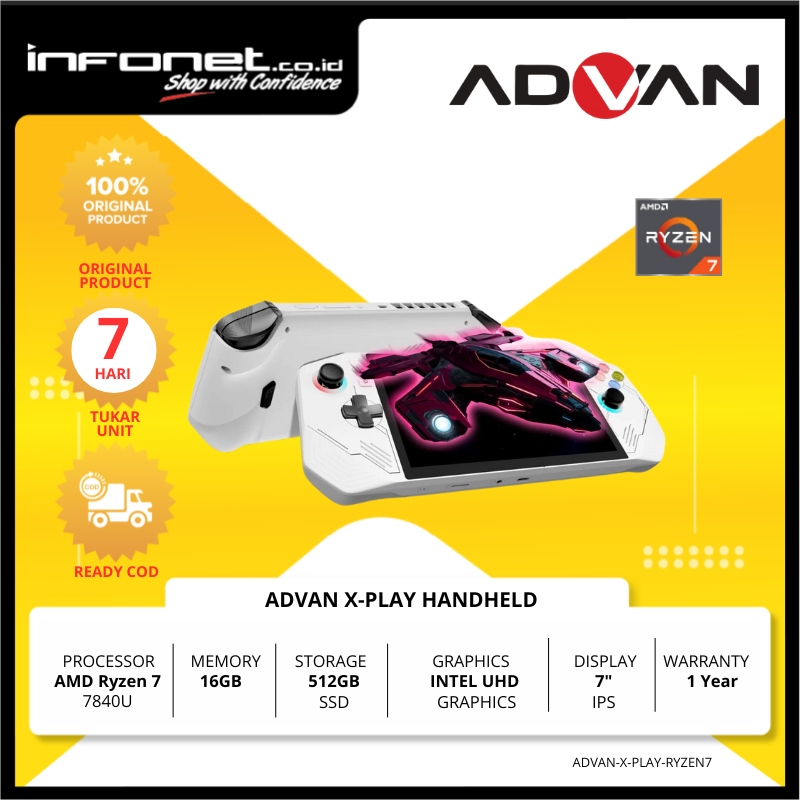 Jual Advan X-Play Handheld AMD Ryzen 7 7840U 16GB 512GB 7" IPS 120Hz ...