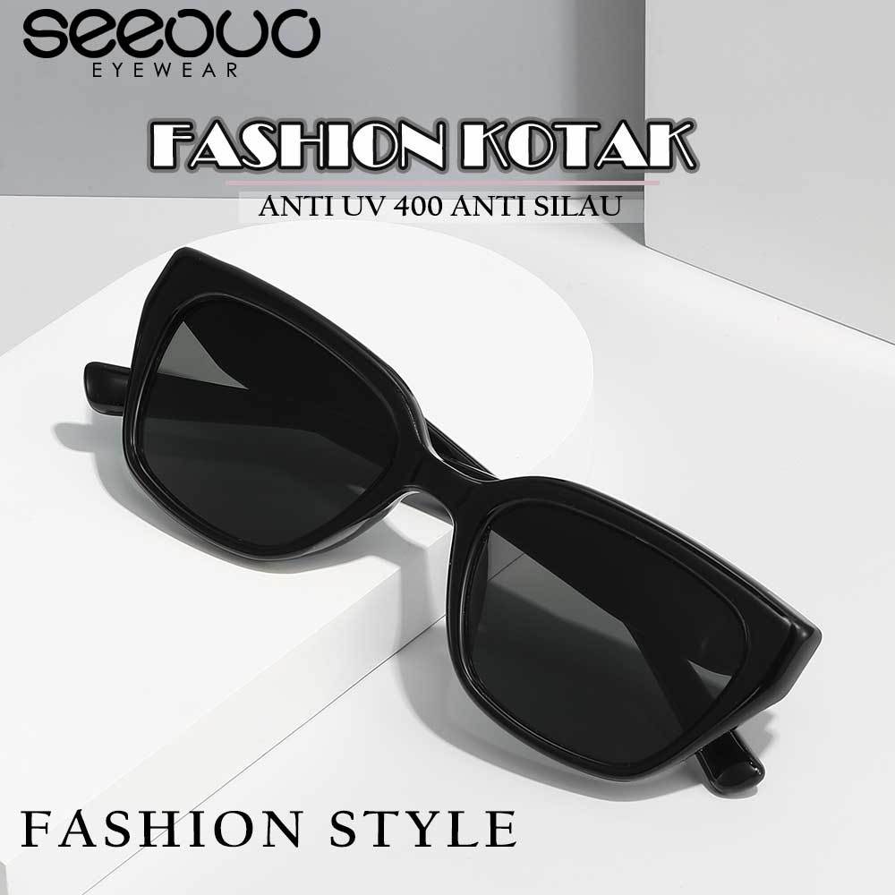 Jual Seeouo Sunglasses Anti UV 400 Lens Model Kotak Stylish Y2K Fashionable TR90 Kacamata Hitam ...
