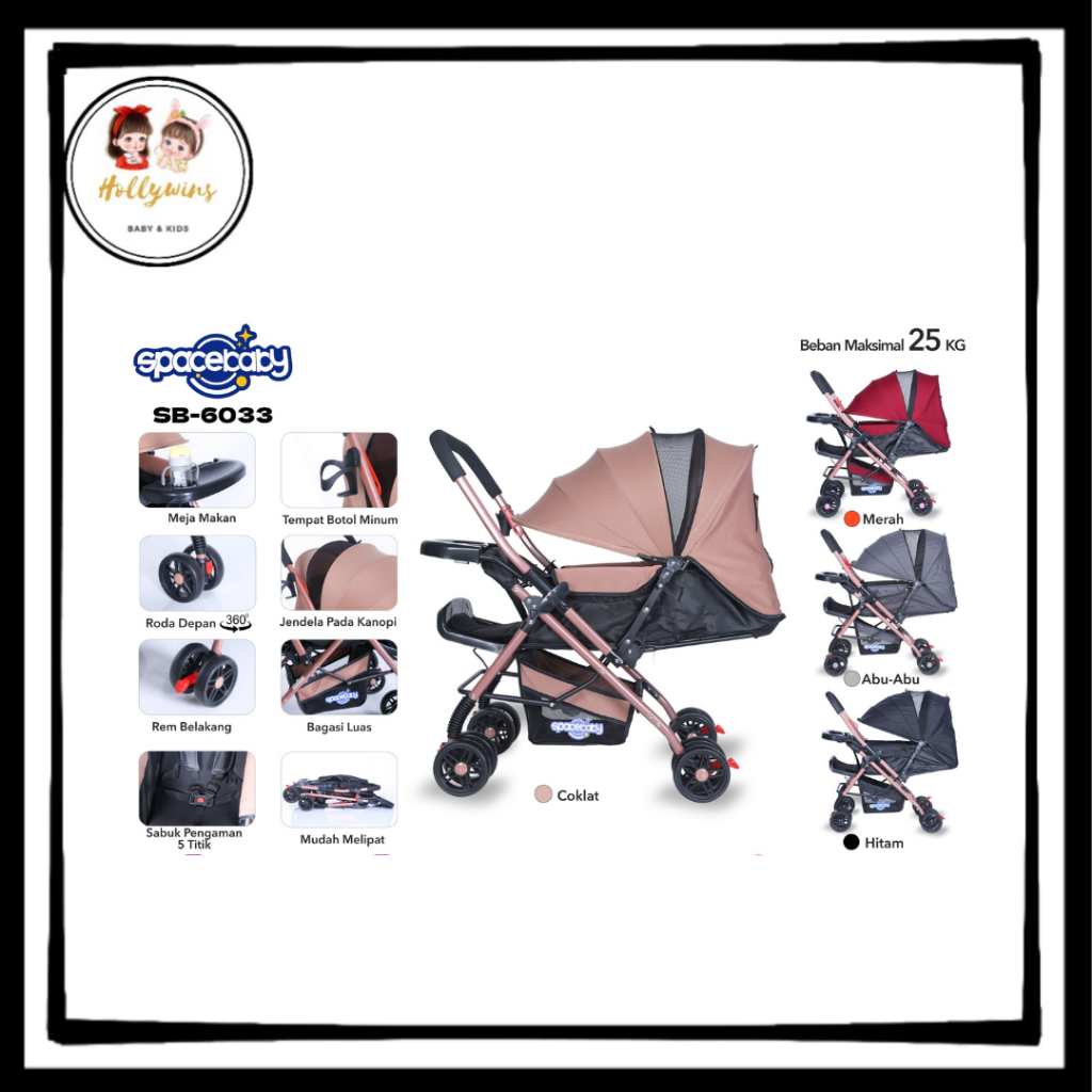 Jual BABY STROLLER NEWBORN DUA ARAH SPACEBABY SB 6033 | Shopee Indonesia