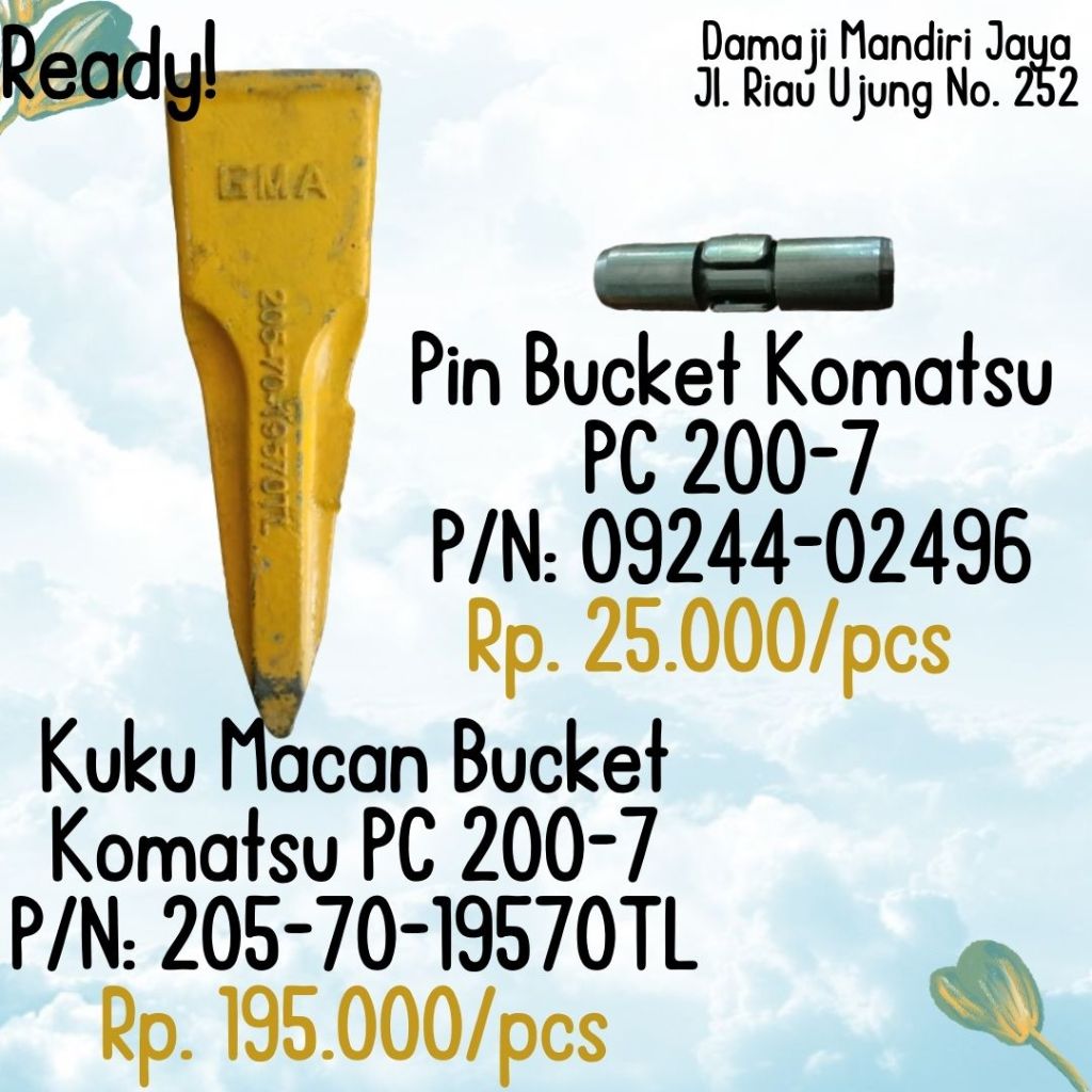 Jual Kuku macam bucket komatsu PC 200-7 dan Pin bucket komatsu PC 200-7 ...
