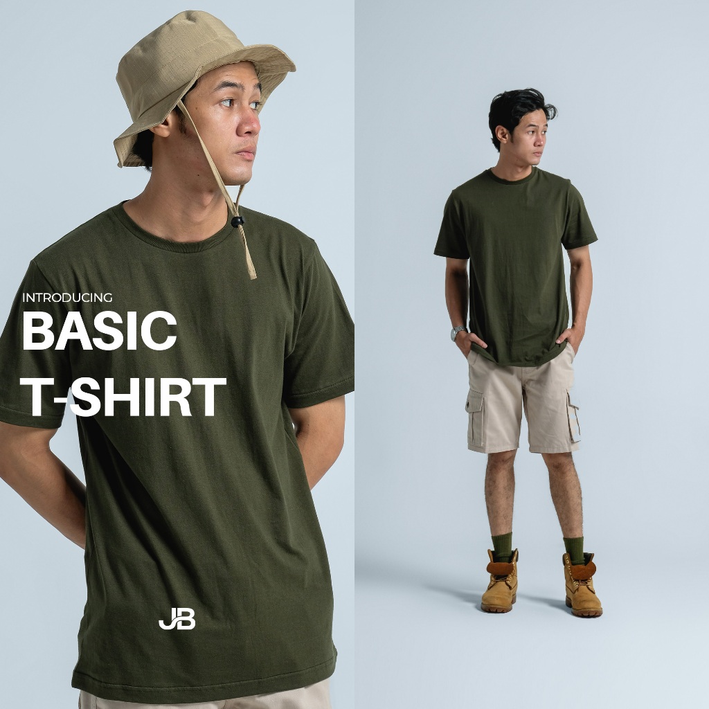 Jual JB - Basic Tee Green Army - Kaos Polos Pria | Shopee Indonesia