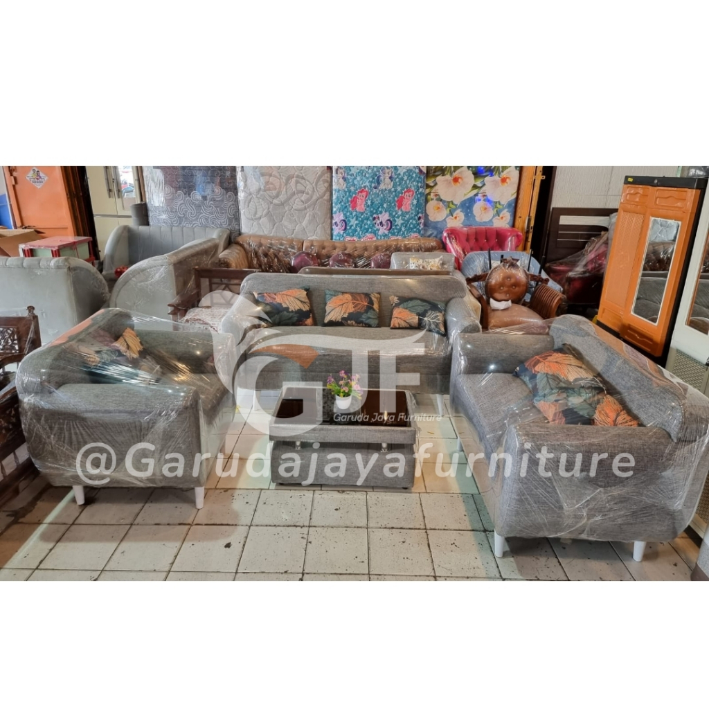 Jual SOFA TAMU RETRO 321/SOFA TAMU LEBAR/SOFA TAMU BAHAN KANVAS/SET ...