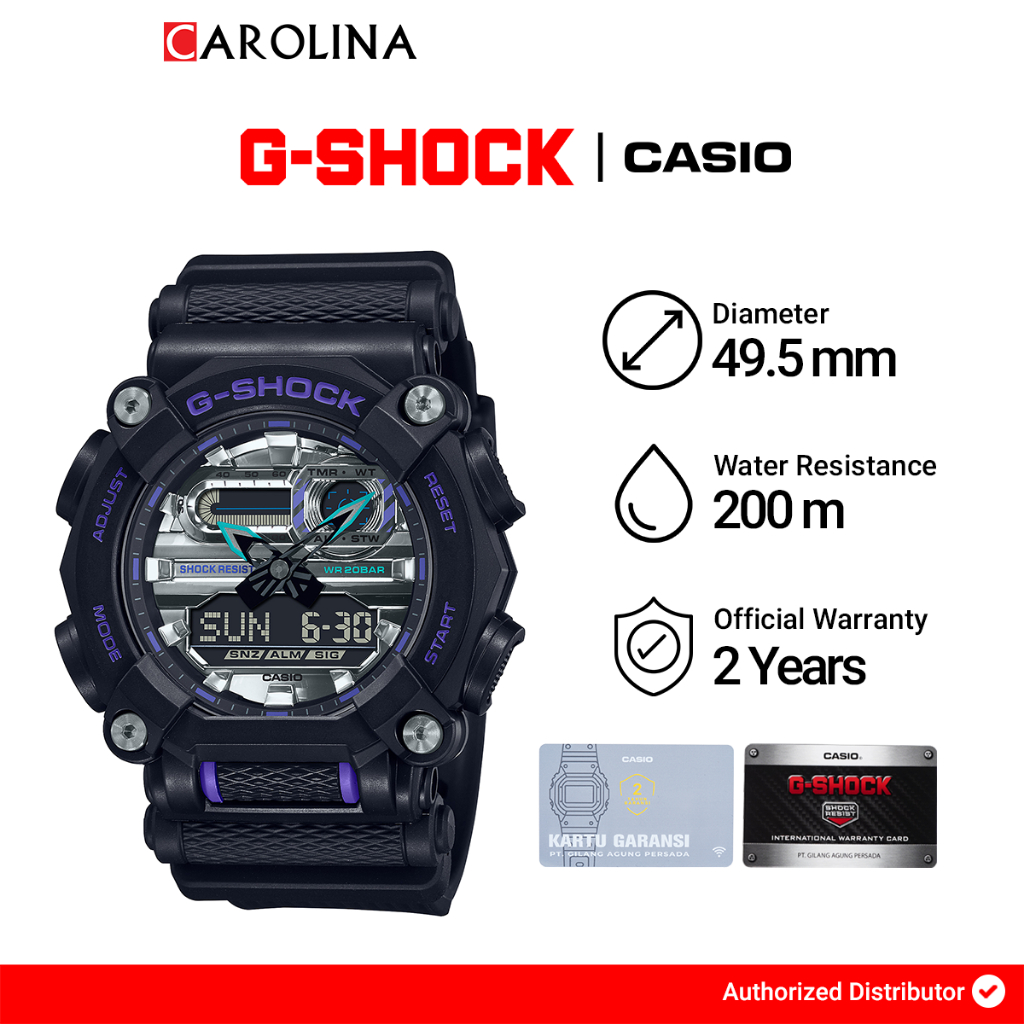 Jual Jam Tangan Pria Casio G-Shock GA-900AS-1A Garish Digital Analog Dial Black Resin Band ...