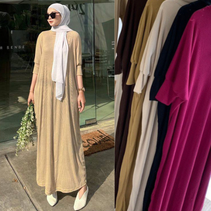 Jual BYE LOVELY - GAMIS BATWING KNIT RIB PREMIUM / GAMIS KALONG KNIT ...