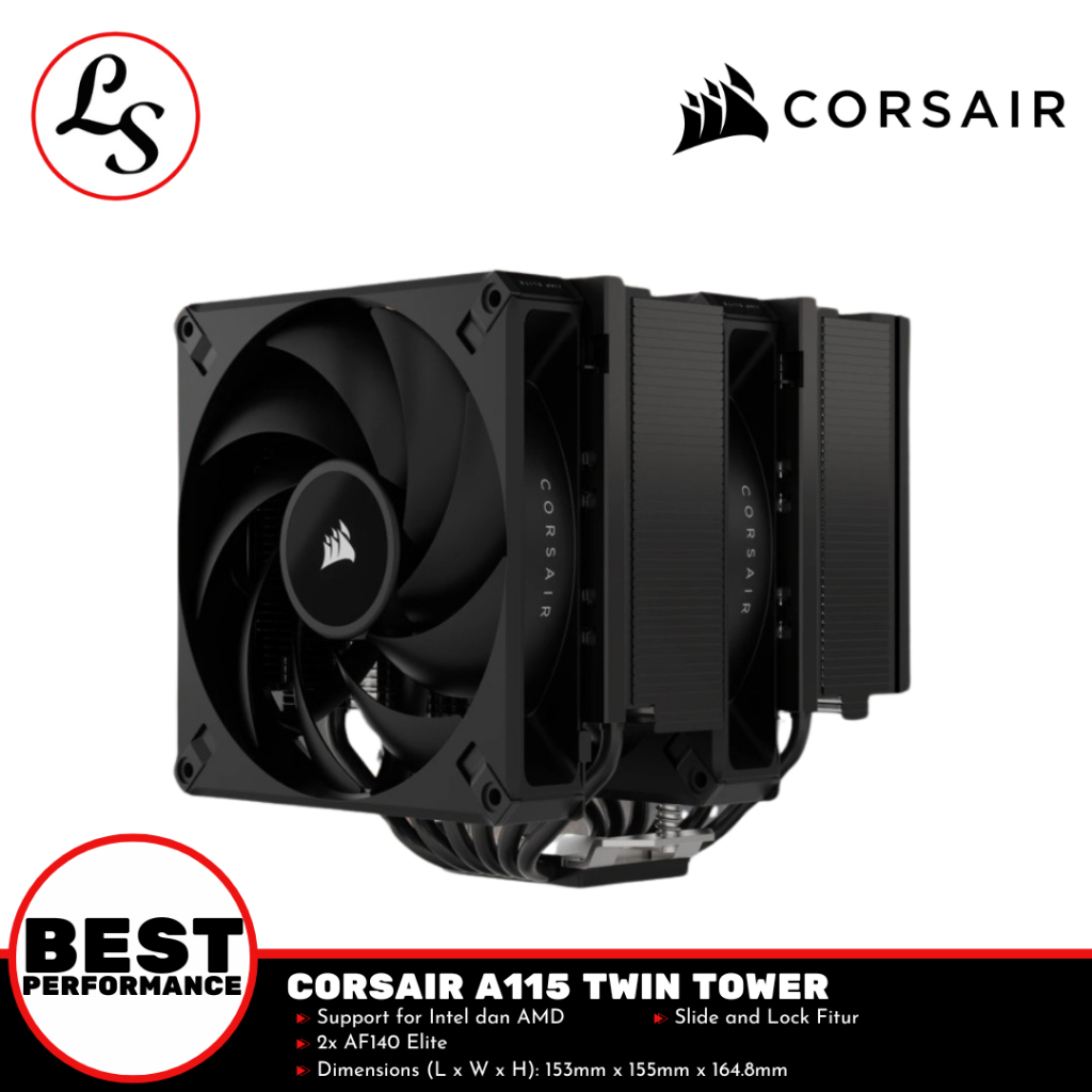 Jual CORSAIR CPU AIR COOLER A115 Twin Tower | Shopee Indonesia