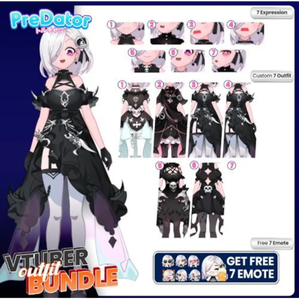 Jual Dapatkan VTuber Live2D Model Gothic dengan 7 Outfit dan Free ...
