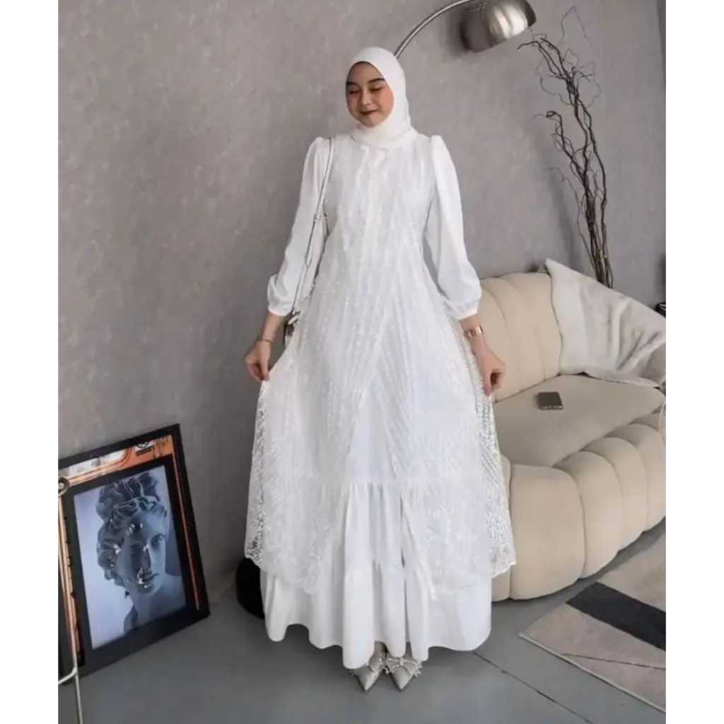 Jual ALIYAH DRESS BAHAN SATIN ROBERTO DRESS BRUKAT KONDANGAN GAUN ...