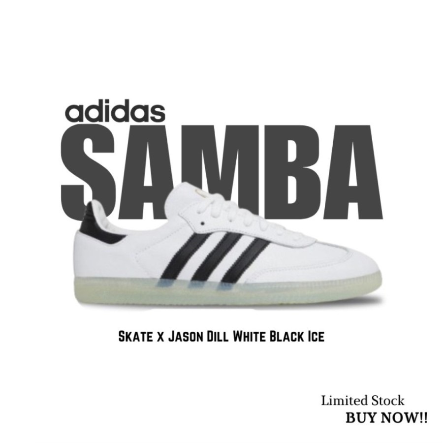 Jual Sepatu ADIDAS Samba Skate x Jason Dill White Black Ice BNIB 100% ...