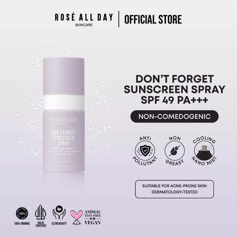 Jual Rosé All Day Don't Forget Sunscreen Spray SPF 49 PA+++ | Shopee ... Jual Rosé All Day Don't Forget Sunscreen Spray SPF 49 PA+++ | Shopee ...