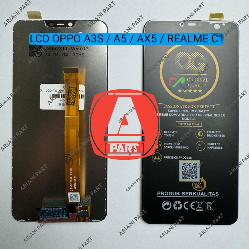 Jual LCD TOUCHSCREEN OPPO A3S / A5 / AX5 / REALME C1 OG SUPER BLACK | Shopee Indonesia