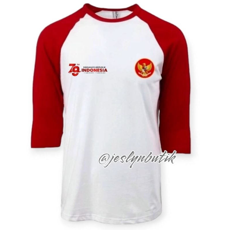 Jual kaos Raglan Putih merah 17 AGUSTUS HUT RI ke 79 TH KEMERDEKAAN ...