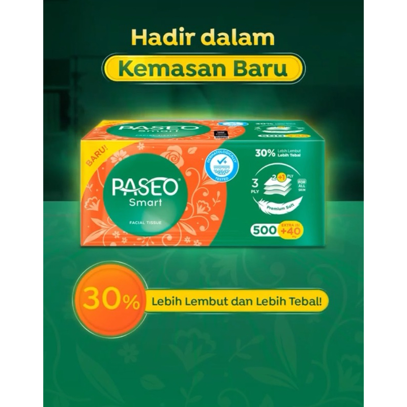 Jual TISSUE PASEO Smart Facial 3 ply 540 Sheets. | 1 PACK | Shopee ...