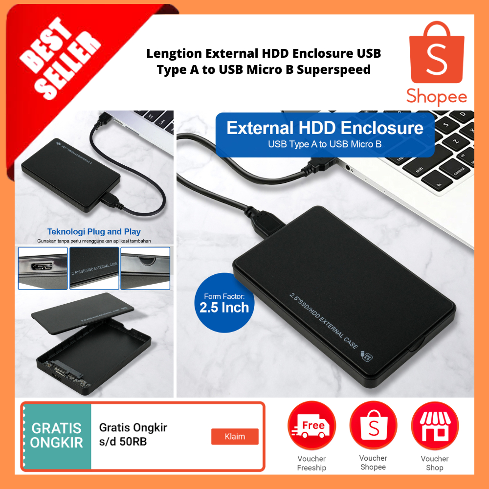 Jual External HDD Enclosure USB Type A to USB Micro B Superspeed ...