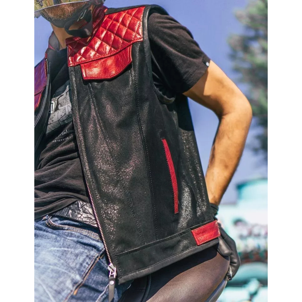 Jual Rompi Kulit Biker Black Red GARANSI 3 TAHUN | Shopee Indonesia