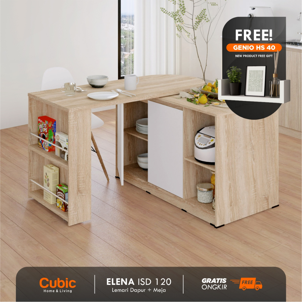 Jual Cubic Meja Dapur Minimalis / Kitchen Island / Meja Makan / ELENA ISD 120 | Shopee Indonesia