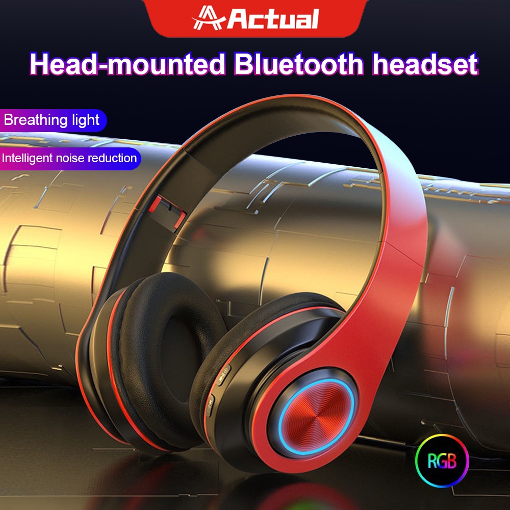 Jual Actual COD Headphone Bluetooth 5.0 Dual HIFI RGB LED Light Stereo ...