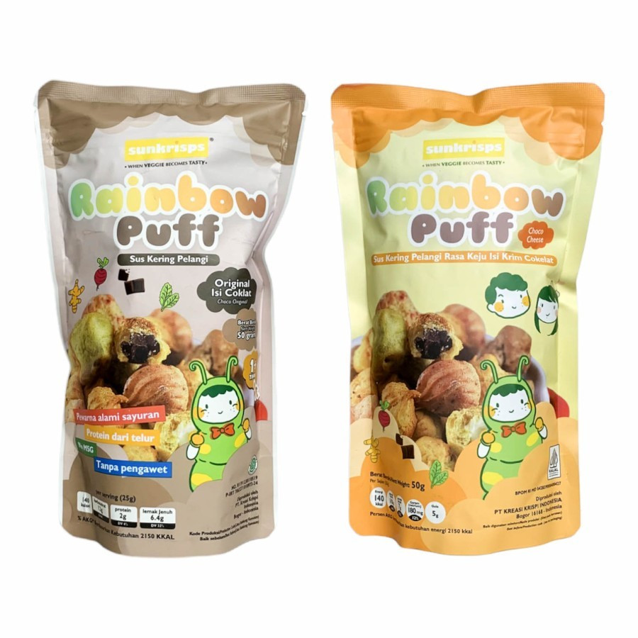 Jual Rainbow Puff Choco Original Choco Cheese | Sus Kering Pelangi ...