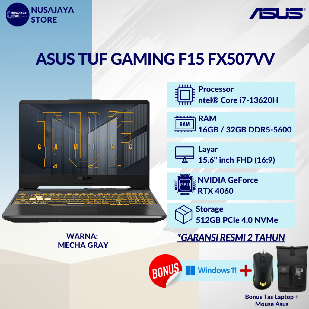 Jual ASUS TUF Gaming F15 FX507VV i7-13620H 32GB 512GB RTX4060 8GB 15.6 ...