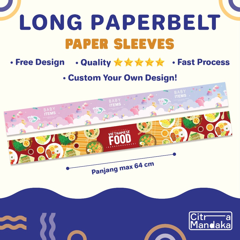 Jual Paper Belt Custom Panjang 64 cm | Packaging Sleeve Free Design ...