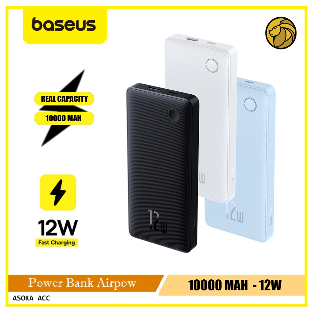 Jual Baseus Power Bank 10000 Mah Airpow 12W Air Lite Input Type C ...