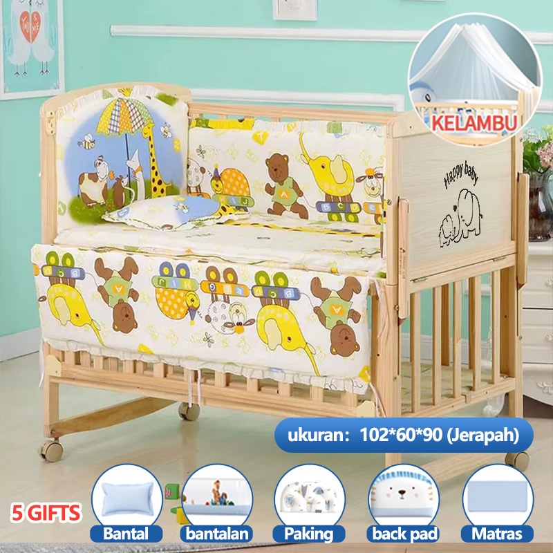 Jual Tempat Tidur Bayi Tempat Tidur Kayu Solid Multifungsi Tempat Tidur ...