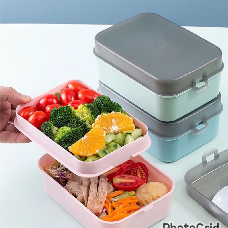 Jual lunch box set kotak bekal makan set anak sekolah kantor | Shopee Indonesia