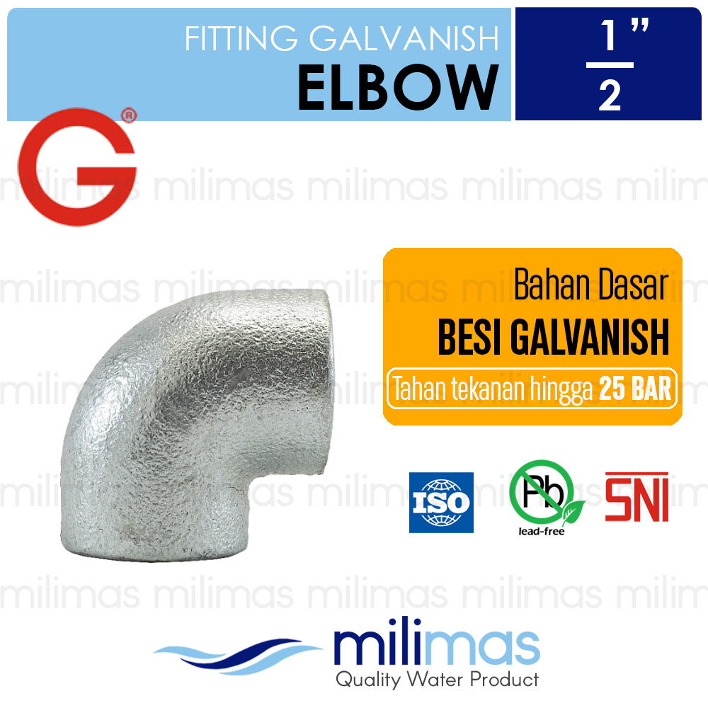 Jual G-BRAND - ELBOW Uk.1/2" GALVANISH BESI - Fitting Keni Besi 0.5 ...
